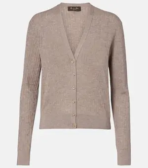 Loro Piana Ribbed-knit Cashmere And Silk Cardigan - Beige