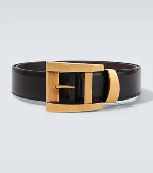 Versace Leather Belt With Gold-tone Buckle - Black