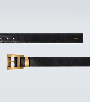 Versace Leather Belt With Gold-tone Buckle
