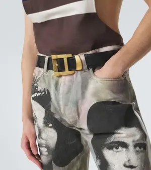 Versace Leather Belt With Gold-tone Buckle