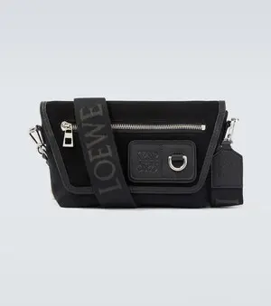 Loewe Canvas And Suede Messenger Bag - Black