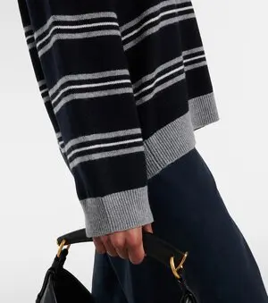 NILI LOTAN Galvez Striped Cashmere Polo Sweater