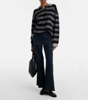 NILI LOTAN Galvez Striped Cashmere Polo Sweater