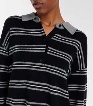 NILI LOTAN Galvez Striped Cashmere Polo Sweater