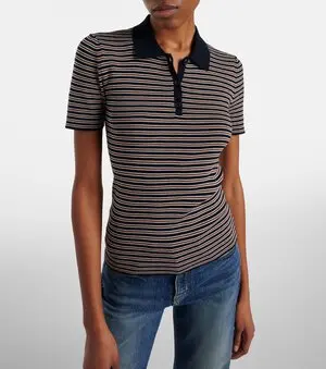 NILI LOTAN Gemma Striped Cotton Polo Shirt