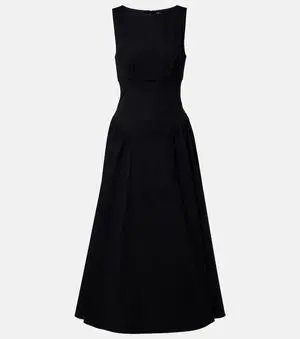 Staud Gwen Cotton Midi Dress - Black