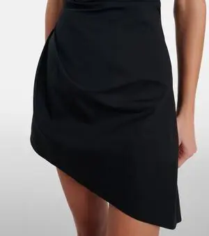 Staud Callie Asymmetrical Cotton Mini Dress - Black