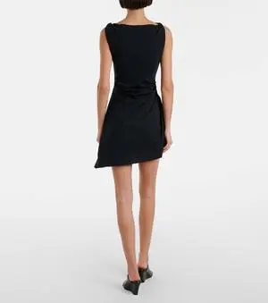 Staud Callie Asymmetrical Cotton Mini Dress - Black