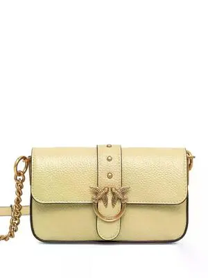 Pinko Love Birds Leather Mini Crossbody Bag - Yellow