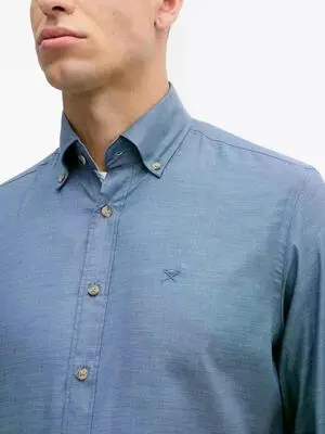 HACKETT  Button-fastening Logo-embroidered Shirt - Blue