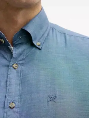 HACKETT  Button-fastening Logo-embroidered Shirt - Blue