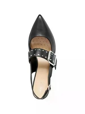 Geox Studded Buckle Slingback Pumps - Black