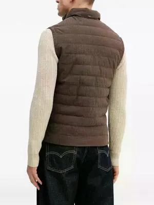 HACKETT LONDON Quilted Zip-fastening Gilet - Brown