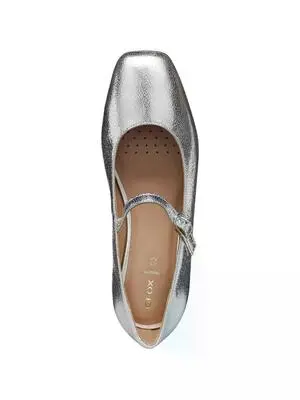 Geox Marsilea Buckle Strap Ballet Flats - Silver