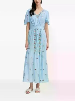 LA PETITE FRANÇAISE Embroidered Maxi Dress - Blue