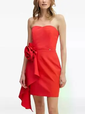 GAUDI Strapless Flower Detail Mini Dress - Red