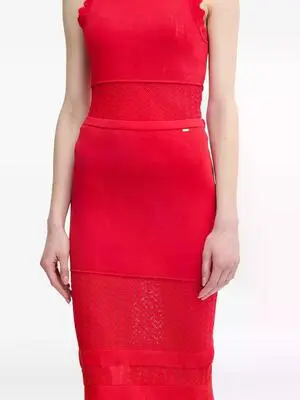 GAUDI Knitted Midi Skirt With Scalloped Trim - Red