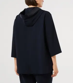 Marina Rinaldi Hooded Cotton Blouse With Contrast Stitching