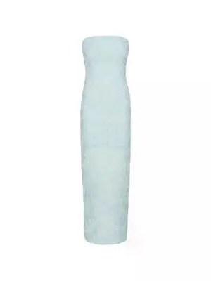 ROTATE BY BIRGER CHRISTENSEN Floral Mesh Strapless Maxi Dress