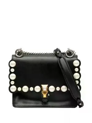 Fendi Mini Scalloped Leather Kan I Crossbody Bag - Black