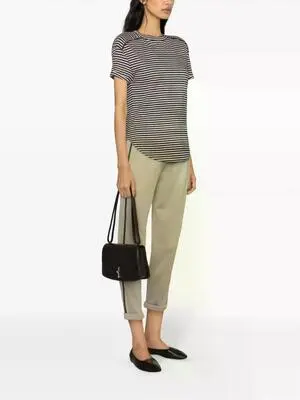 Brunello Cucinelli Cotton-silk Blend Track Pants With Beaded Trim - Green