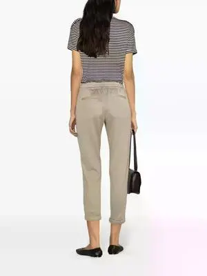 Brunello Cucinelli Cotton-silk Blend Track Pants With Beaded Trim - Green