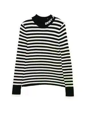 Dkny Long-sleeve Striped High Neck Sweater