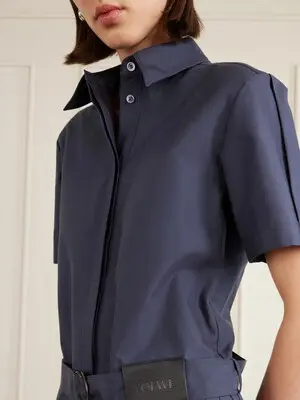 Loewe Belted Pleated Mini Shirt Dress - Blue