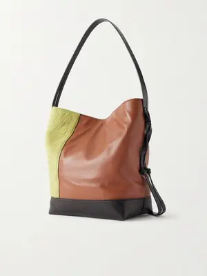 Marni Paneled Leather And Calf Hair Shoulder Bag