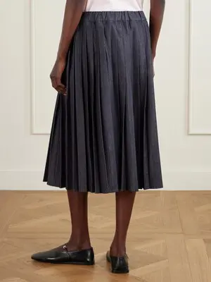 JIL SANDER Pleated Denim Midi Skirt