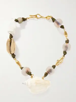 Tohum Design Gold-plated, Leather And Shell Necklace - Multi