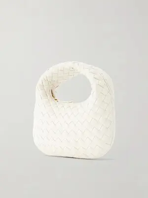 Bottega Veneta Baby Veneta Woven Leather Shoulder Bag - White