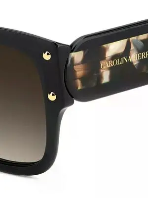 Carolina Herrera Studded Square Frame Sunglasses - Black