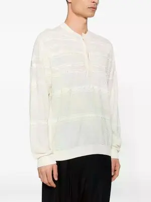 Emporio Armani Patterned Knit Button Placket Sweater