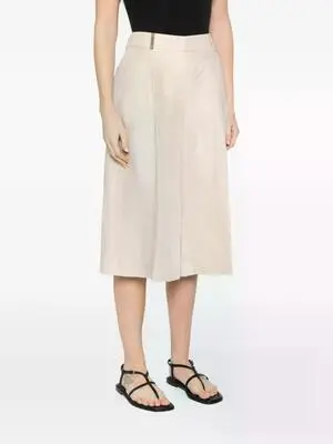 Peserico Birch Beige Front-pleat Wide-leg Shorts