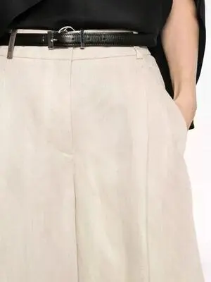 Peserico Birch Beige Front-pleat Wide-leg Shorts