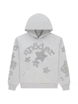 SP5DER Rhinestone-embellished Hoodie - Grey