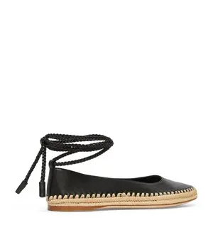 Max Mara Leather Espadrilles With Detachable Ankle Straps - Black