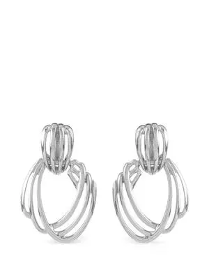 MONET 1970s Openwork Clip-on Drop Earrings - Silver