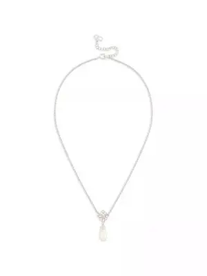 Dior Tone Rope-chain Necklace With Faux Pearl Pendant - Silver