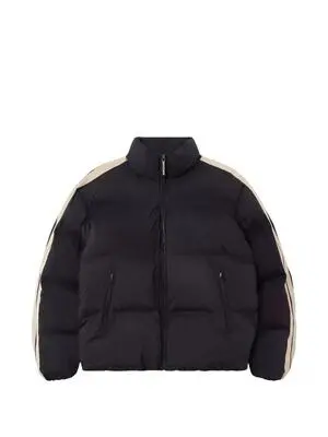 Palm Angels Logo-detail Stripe Puffer Jacket - Black