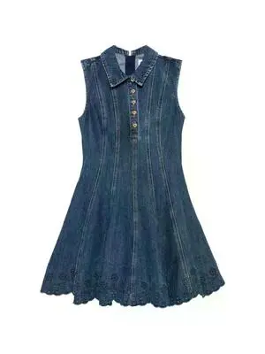 SELF-PORTRAIT Collared A-line Dress - Blue