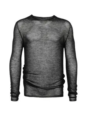 Rick Owens Ribbed Crew-neck Long-sleeve Sweater - Black