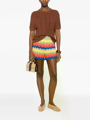Eric Bompard Henna Pointelle Knit Round Neck T-shirt - Brown