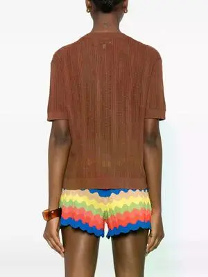 Eric Bompard Henna Pointelle Knit Round Neck T-shirt
