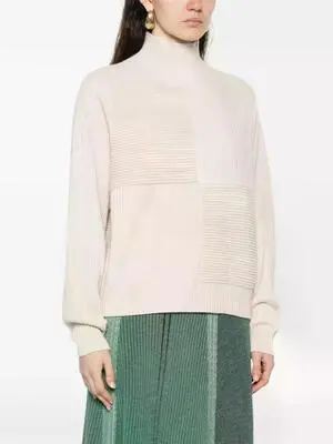 Eric Bompard Ottoman Ribbed Knit High Neck Long Sleeve Sweater