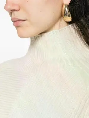 Eric Bompard Ottoman Ribbed Knit High Neck Long Sleeve Sweater