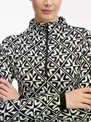 NEWLAND Geometric Print Half-zip Long Sleeve Top