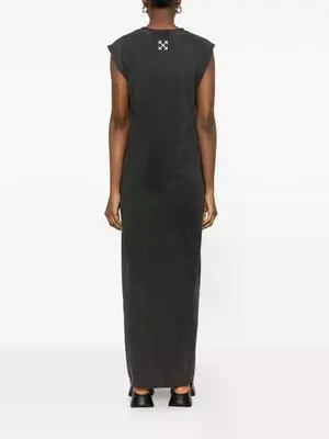 Off-White Marble-effect Logo-print Maxi Dress