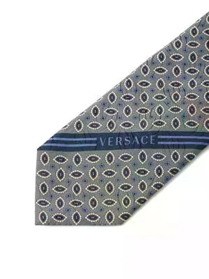 Versace Printed Jacquard Silk Tie - Grey